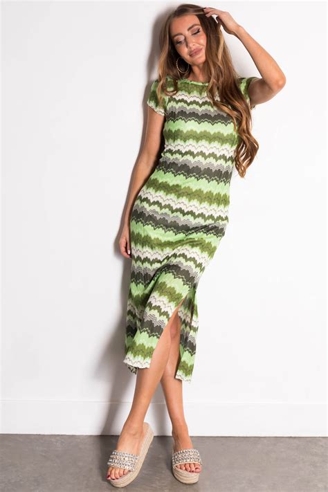 Kiwi Abstract Print Short Sleeve Maxi Dress Lime Lush Boutique