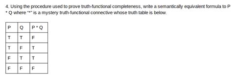 Solved 4 Using The Procedure Used To Prove Truth Functional Chegg