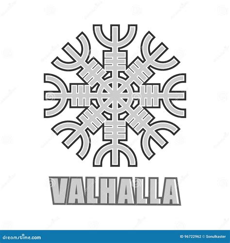 Viking Valhalla Ornate Vector Mystic Symbol Of Scandinavian Ancient