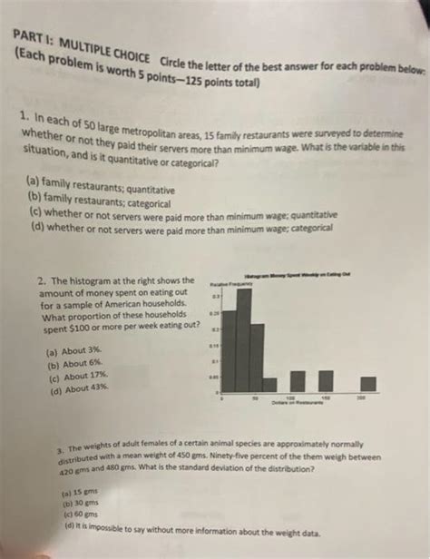 Solved PART I: MULTIPLE CHOICE Circle the letter of the best | Chegg.com