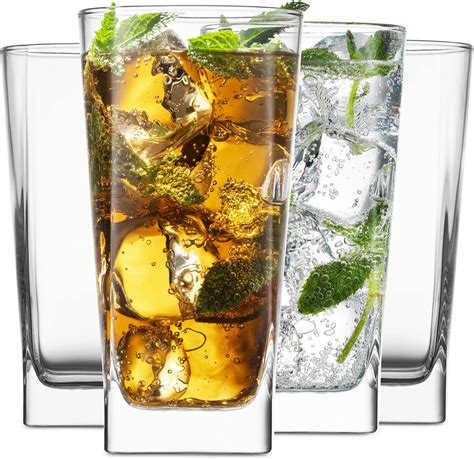 Set Of 4 Drinking Glasses 16 Oz Highball Glasses Water