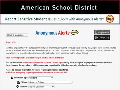 Anonymous Reporting System Anonymous Alerts