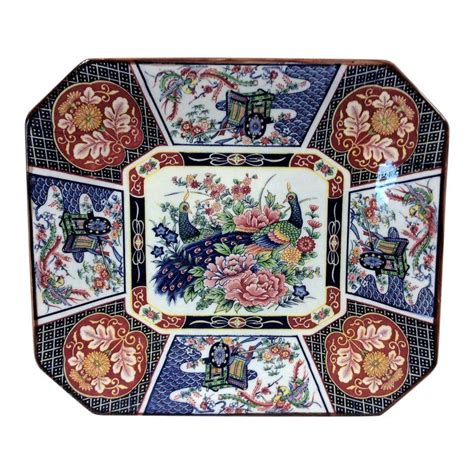 Rectangular Asian Peacock Platter Platter Peacock 20th Century