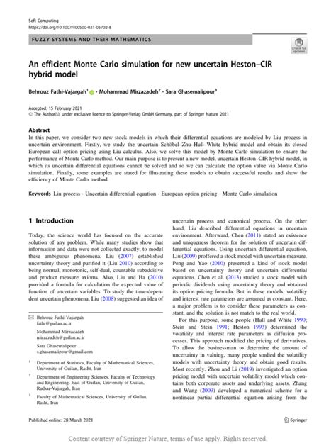 an efficient monte carlo simulation for new uncertain heston cir hybrid