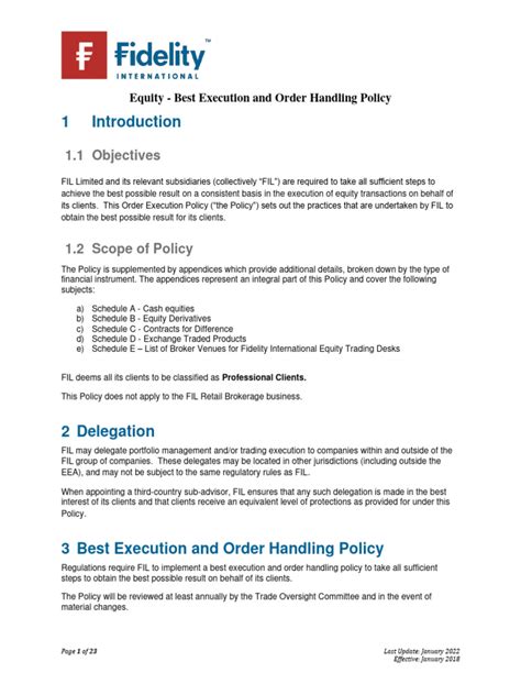Best Execution And Order Handling Summary Policy Equity Pdf Contract For Difference
