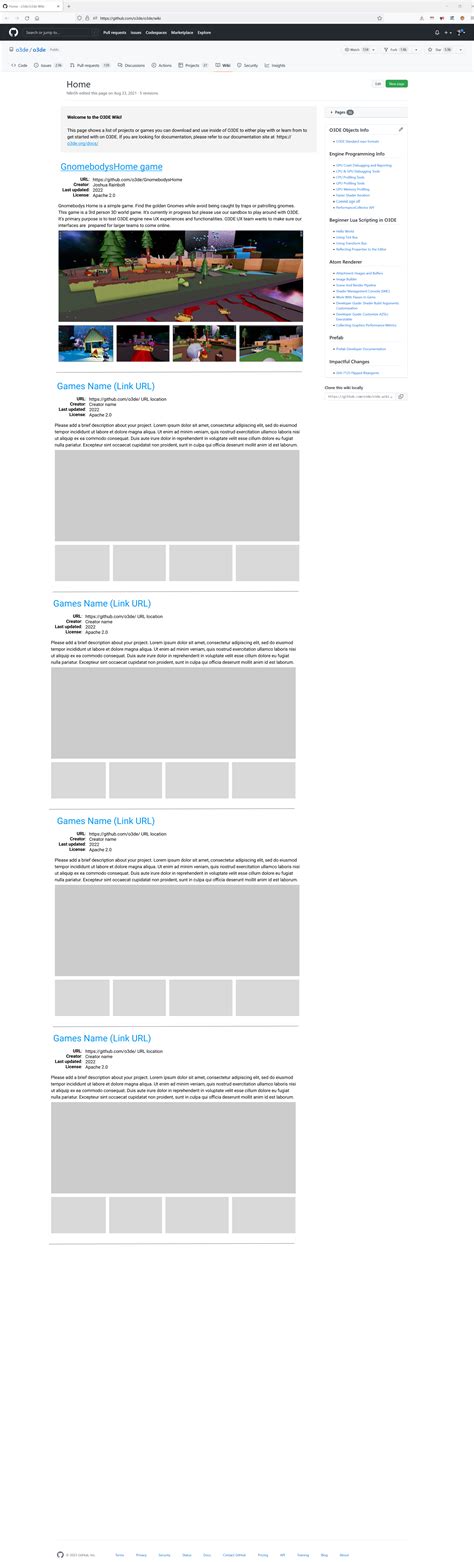 Feature Request Github Page For Gamejam Projects Easy Of Use