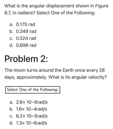 Solved What Is The Angular Displacement Shown In Figure Chegg Com