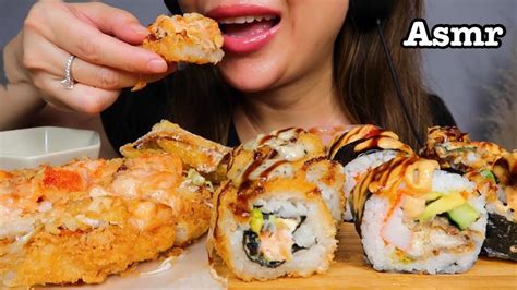 Asmr Sushi Roll And Sushi Pizza Mukbang Eating Sounds Youtube