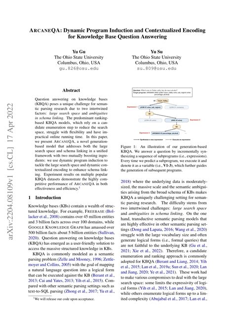 Pdf Arcaneqa Dynamic Program Induction And Contextualized Encoding