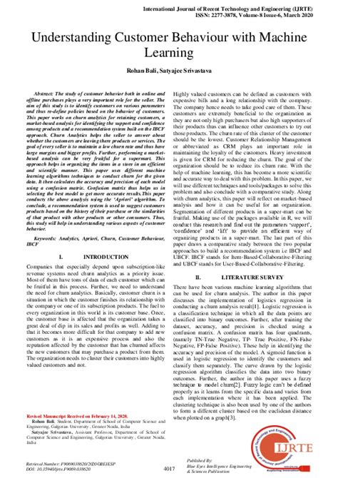 Pdf Understanding Customer Behaviour With Machine Learning