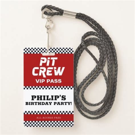 Race Car Birthday Party Pit Crew Vip Pass Badge Zazzle Race Car Birthday Party Cars