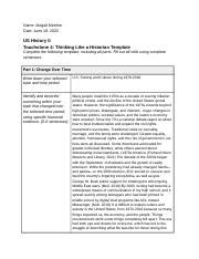US History II Touchstone 4 Thinking Like A Historian Template Course