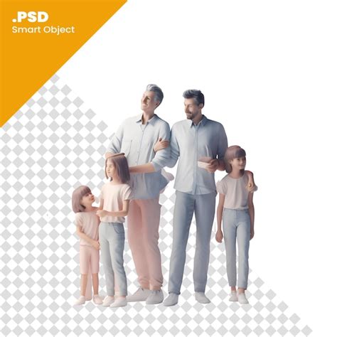 Família Feliz Pai Mãe E Filhos No Fundo De Uma Parede Branca Com Modelo
