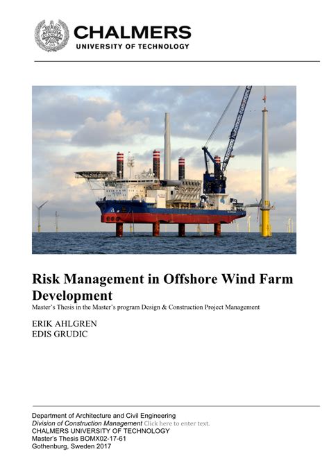Risk Management In Offshore Wind Farm Development MasterS Thesis In