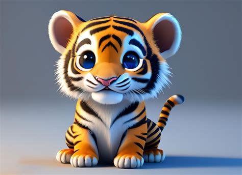 귀여운 아기 호랑이 3d 프리미엄 사진