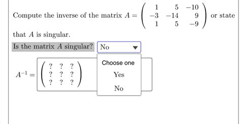 Solved Compute The Inverse Of The Matrix Chegg