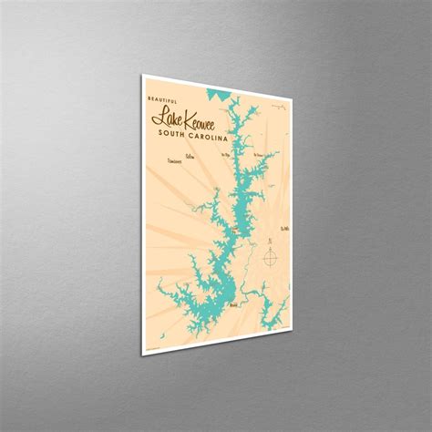 Lake Keowee South Carolina Map Giclee Art Print Poster From