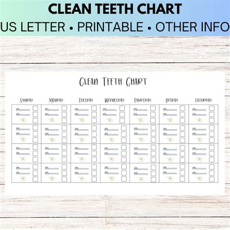 Brush Teeth Chart Svg Etsy