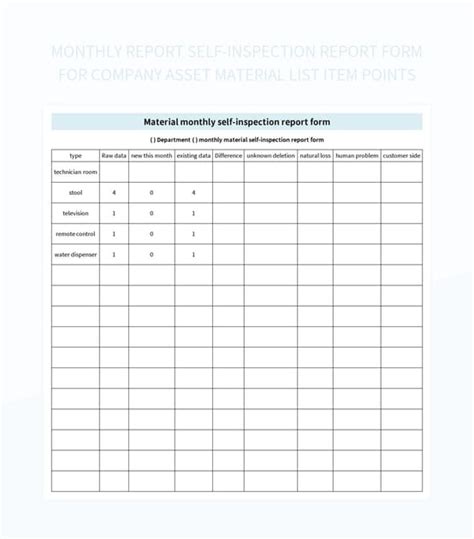 Free Material List Templates For Google Sheets And Microsoft Excel Slidesdocs