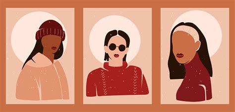 Siluet Wajah Wanita Ilustrasi Fashion Dengan Gadis Gadis Cantik