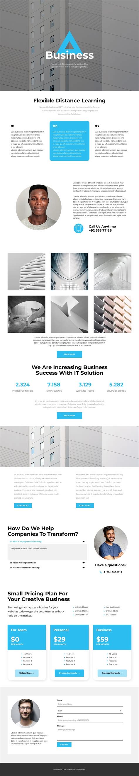 building bussiness website template by nicepage