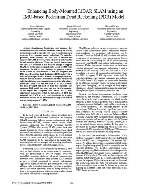 enhancing body mounted lidar slam using an imu based pedestrian dead
