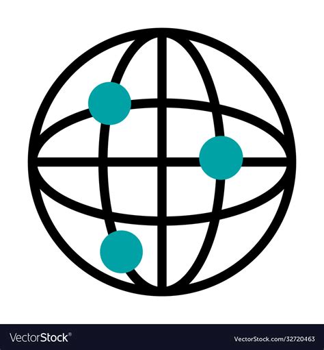 Global Network Sphere Icon Half Line Color Vector Image