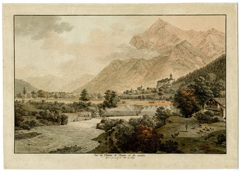 Antique Master Print Vue Chateau De Wimmis Switzerland Aberli C1775 By