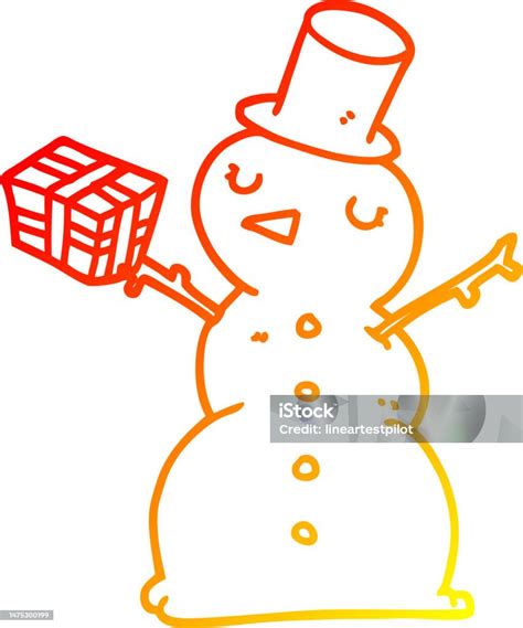 Dessin Au Trait Dégradé Chaud Dun Bonhomme De Neige De Dessin Animé