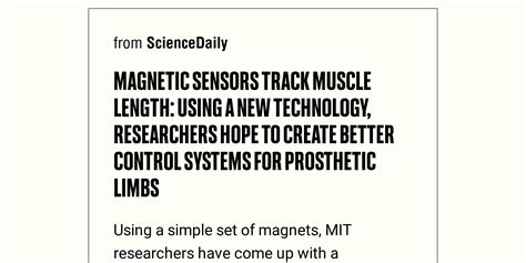 Magnetic Sensors Track Muscle Length Using A New Technology Researchers Hope To Create Better