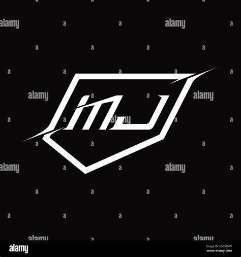 MJ Logo Monogram With Line Style Negative Space On Blackground Stock