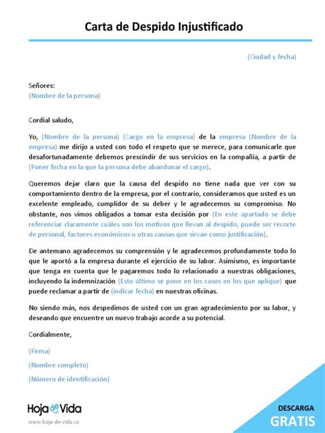 15 Carta De Despido Injustificado Pdf