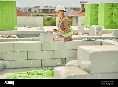 Female Engineer Writing An Email On Her Laptop Stock Photo Alamy
