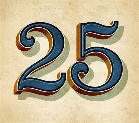 25 In Blue And Brown Typography Inspiration Vintage Style Number