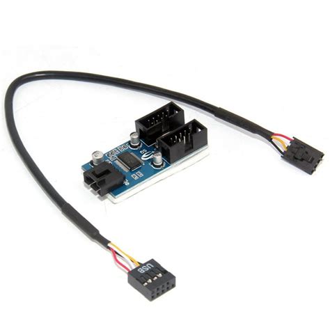 9pin Motherboard Header To Dual 9 Pin Male Usb Extension Adapter