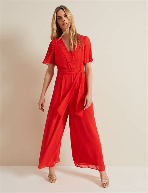 Belted Pleated Short Sleeve Wrap Jumpsuit Phase Eight Mands