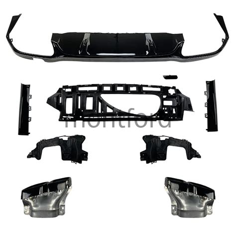 Pp 블랙 후면 범퍼 트렁크 립 스포일러 디퓨저 배기 팁 메르세데스 벤츠 W213 E 클래스 E63 Amg 2021 2022