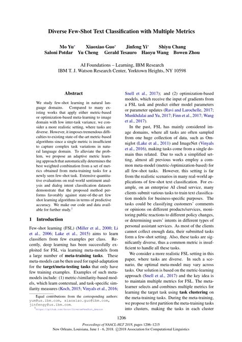 Pdf Diverse Few Shot Text Classification With Multiple Metrics
