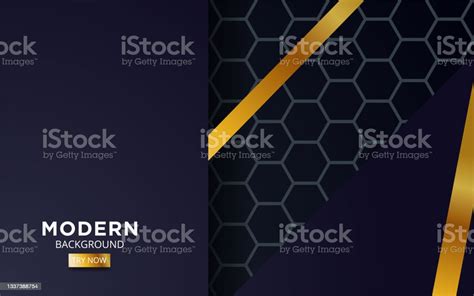프리미엄 다크 블루 중복 배경 배너 디자인 황금선이 있는 검은색 텍스처 배경의 사실적인 겹치는 레이어 0명에 대한 스톡 벡터
