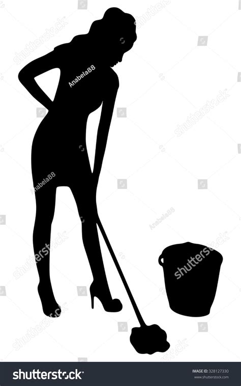 Cleaning Woman Mop Bucket Stock Vector Royalty Free 328127330