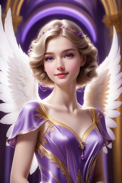 Premium Photo A Pretty Angel In A Purple Fantasy Dress