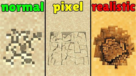 Normal Vs Pixels Vs Realistic In Minecraft Youtube