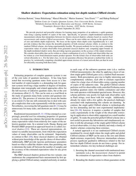 Pdf Shallow Shadows Expectation Estimation Using Low Depth Random Clifford Circuits