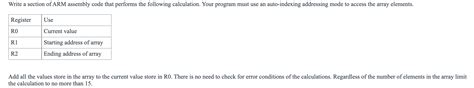 Solved Write A Section Of ARM Assembly Code That Performs Chegg