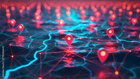 A Digital Map Featuring Interconnected Location Pins Symbolizing Global Network Connectivity