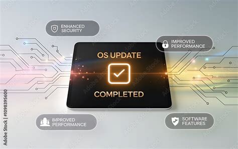 Os Update Complete A Sleek Modern Tablet Displays The Message Os