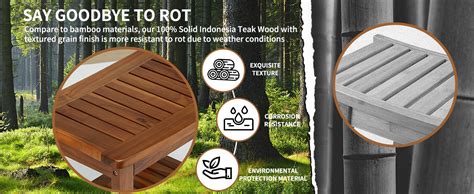 Teakmama 20 Teak Shower Bench Waterproof Wood Shower Chair