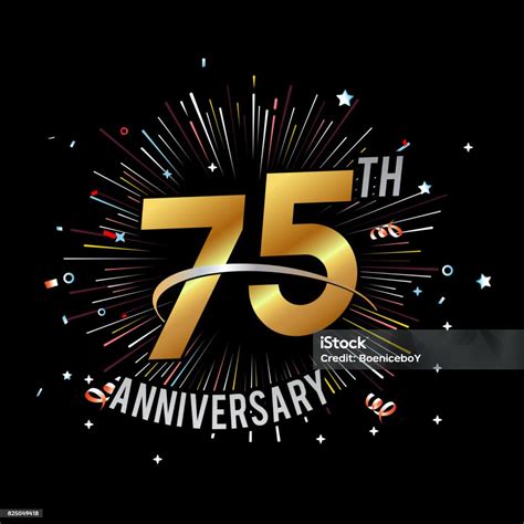 Ilustración De 75 º Aniversario Los Fuegos Artificiales Y Fiesta Fondo