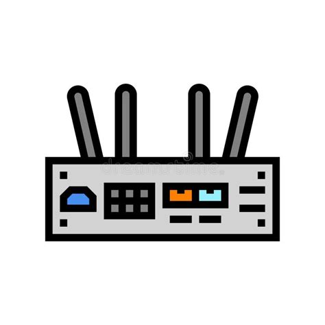 Iot Gateway Data Center Color Icon Vector Illustration Stock Illustration Illustration Of