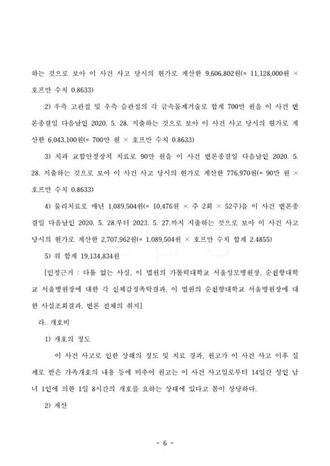 2020년 07월 09일 서울중앙지방법원 1심 판결문 승소판결문 및 결정문 정경일 변호사의 교통사고 로펌